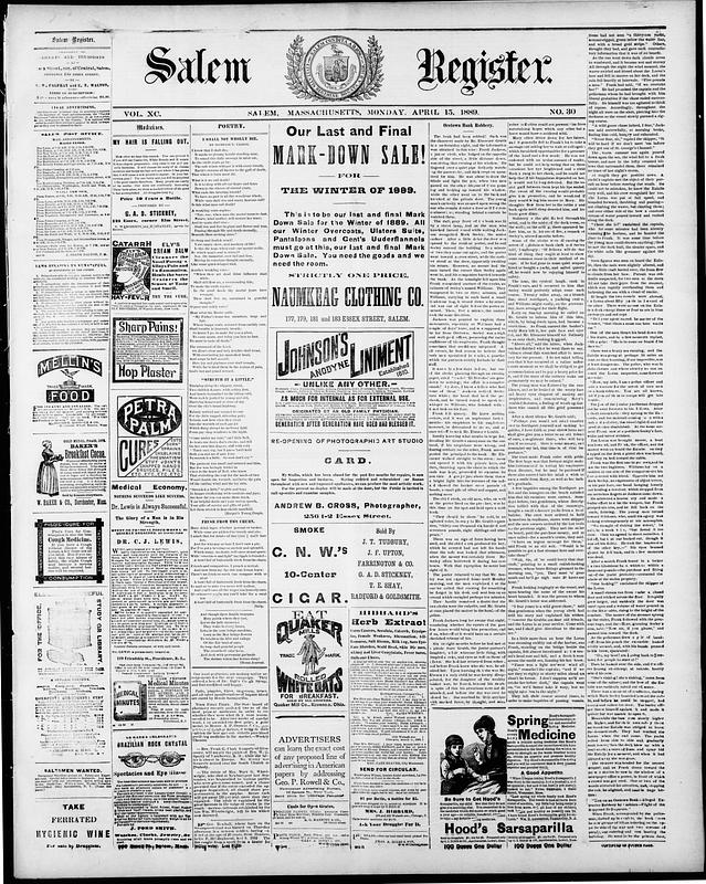 Salem Register. April 15, 1889 - Digital Commonwealth