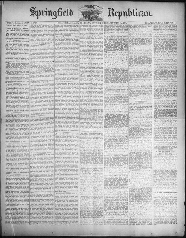Springfield Weekly Republican. October 03, 1912 - Digital Commonwealth
