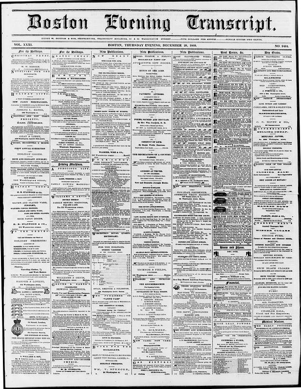 Boston Evening Transcript. December 20, 1860 - Digital Commonwealth