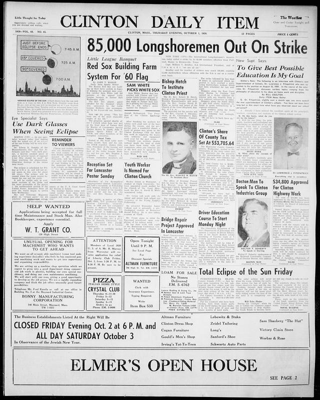 Clinton Daily Item. October 01, 1959 - Digital Commonwealth