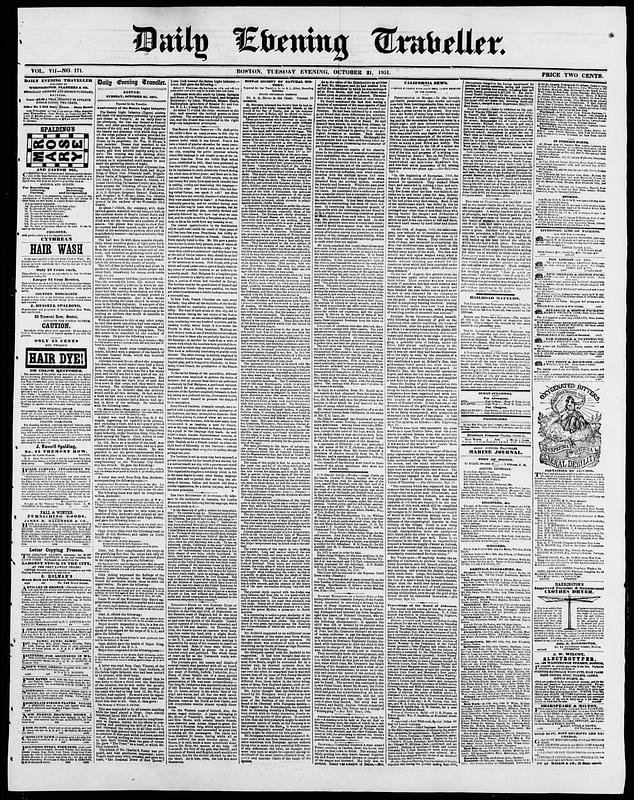 Daily Evening Traveller. October 21, 1851 - Digital Commonwealth
