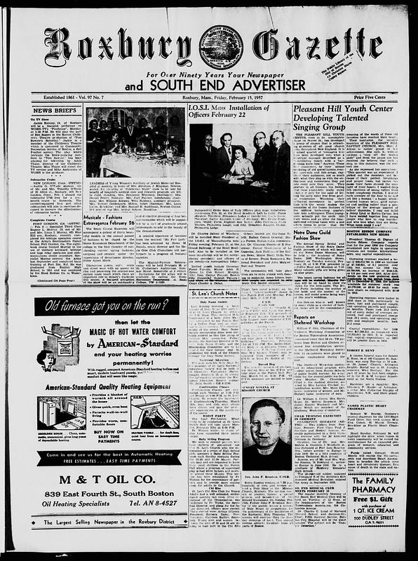 Roxbury Gazette and South End Advertiser. February 15, 1957 - Digital ...