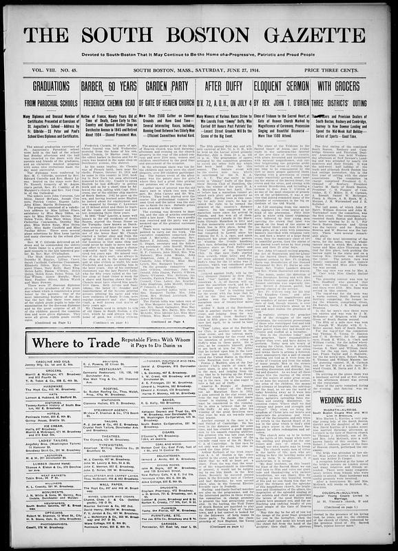 South Boston Gazette. June 27, 1914 - Digital Commonwealth