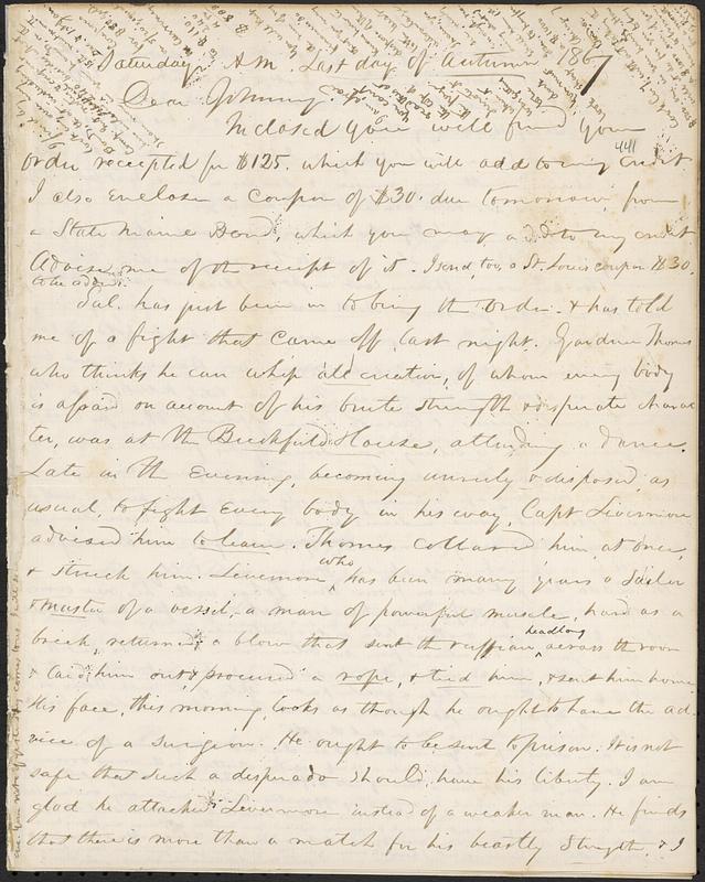 Letter from Zadoc Long to John D. Long, 1867 - Digital Commonwealth