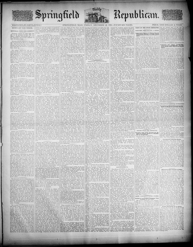 Springfield Weekly Republican. December 22, 1899 - Digital Commonwealth