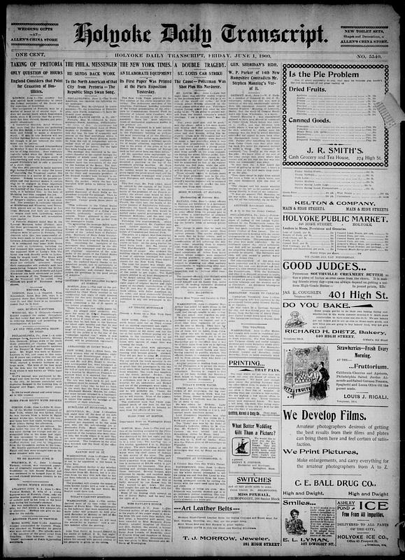 The Holyoke Daily Transcript. June 01, 1900 - Digital Commonwealth