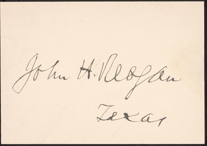 Autograph of John H. Reagan - Digital Commonwealth