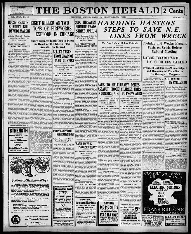 Boston Herald. March 30, 1921 - Digital Commonwealth