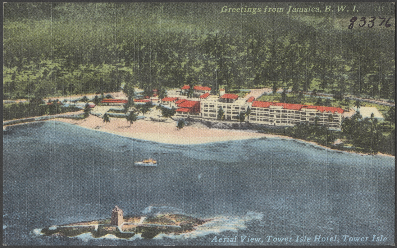 Greetings from Jamaica, B.W.I. Aerial view, Tower Isle Hotel, Tower ...