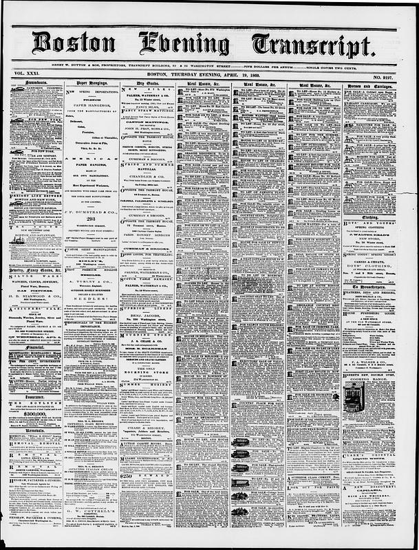 Boston Evening Transcript. April 19, 1860 - Digital Commonwealth