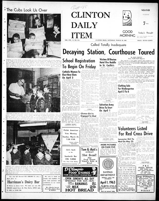 Clinton Daily Item. March 30, 1963 - Digital Commonwealth
