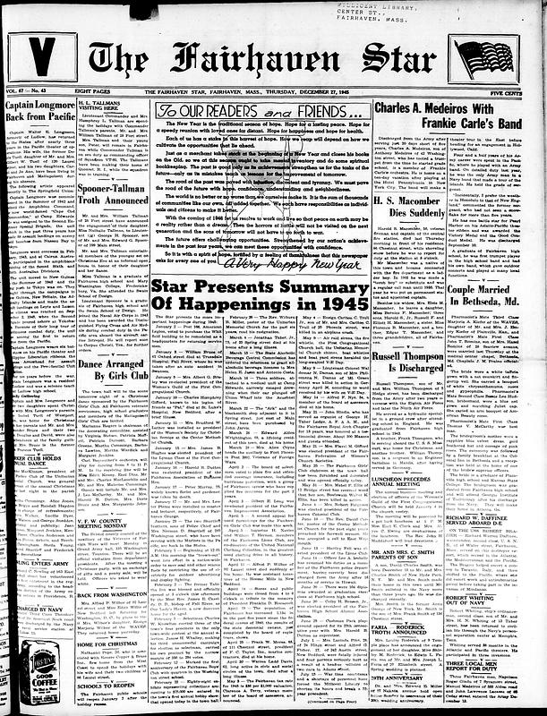 The Fairhaven Star. December 27, 1945 - Digital Commonwealth