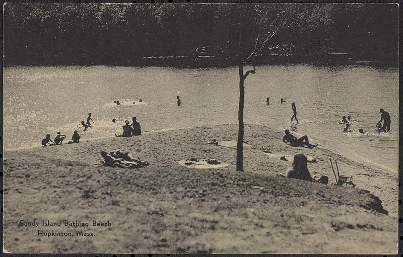 Photo postcard of Sandy Beach bathing scene - Digital Commonwealth