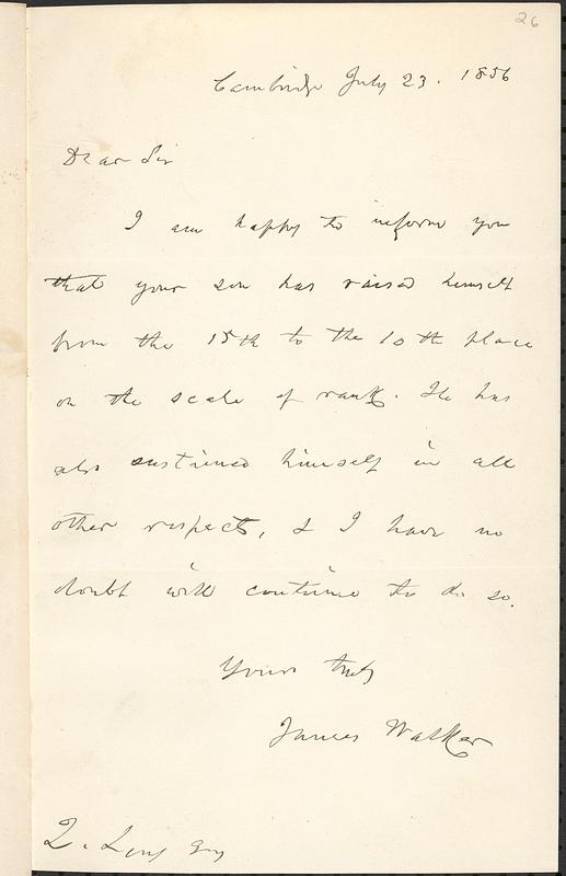 Letter from James Walker to Zadoc Long, July 23, 1856 - Digital ...