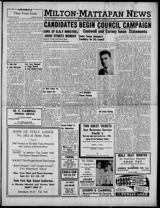 Milton Mattapan News, September 18, 1947 - Digital Commonwealth