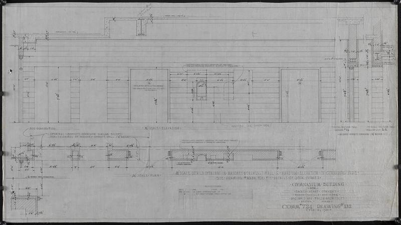 Three-quarter inch details openings in masonry northeast wall gymnasium ...
