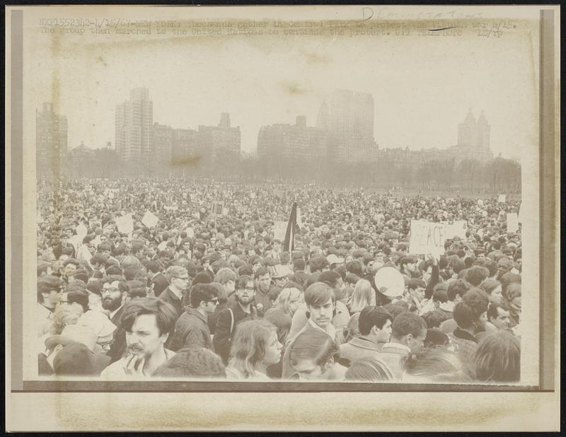 Thousands gather in Central Park to protest the Vietnam war 4/15. The ...