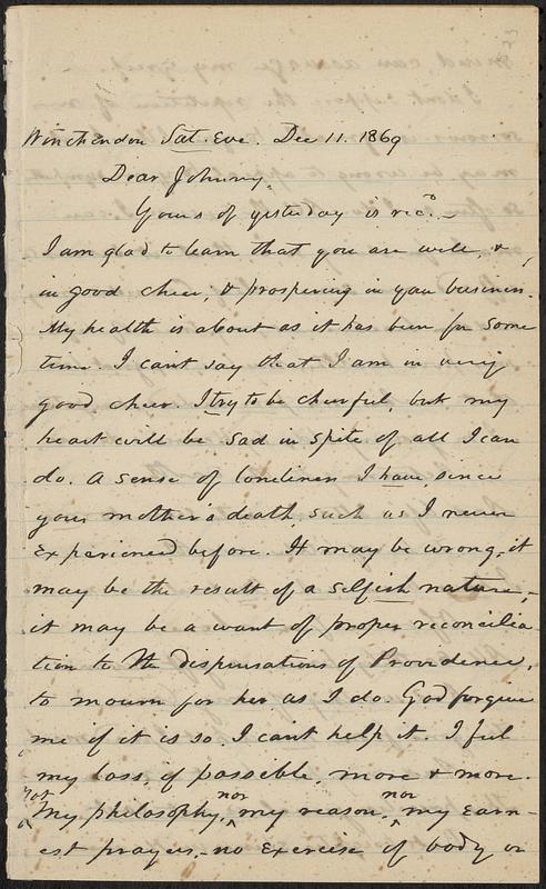Letter from Zadoc Long to John D. Long, December 11, 1869 - Digital ...