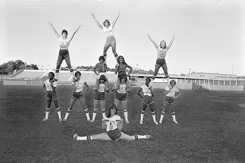 Cheerleaders pyramid - Digital Commonwealth