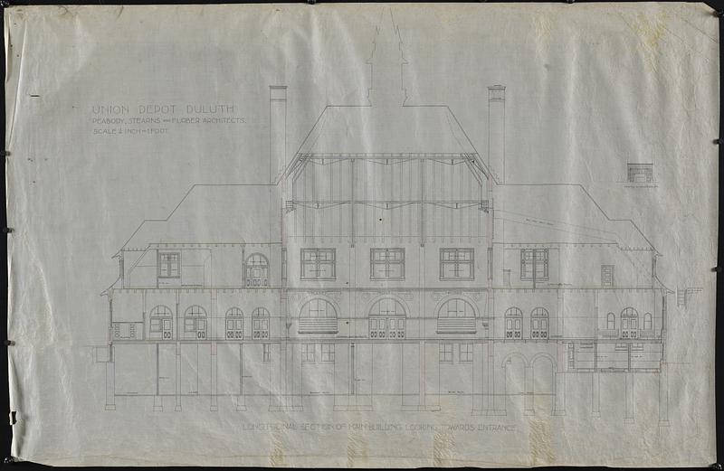 Longitudinal section of main building towards entrance - Digital ...