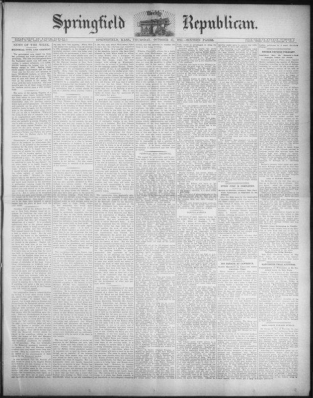 Springfield Weekly Republican. October 17, 1912 - Digital Commonwealth