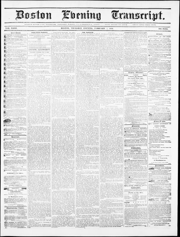Boston Evening Transcript. February 05, 1863 - Digital Commonwealth