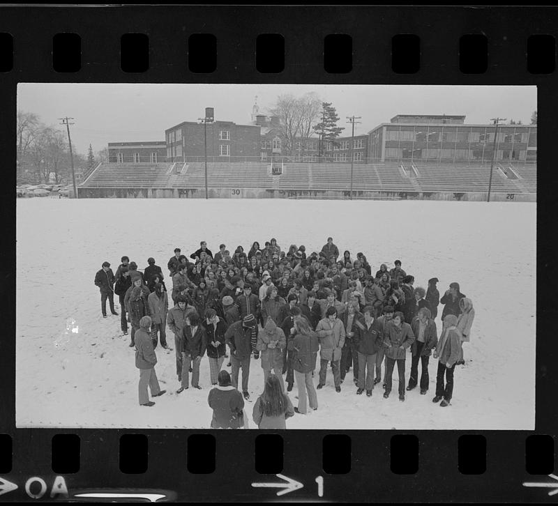 Senior class group in stadium - Digital Commonwealth