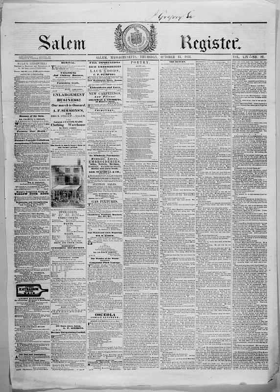 Salem Register. October 13, 1853 - Digital Commonwealth