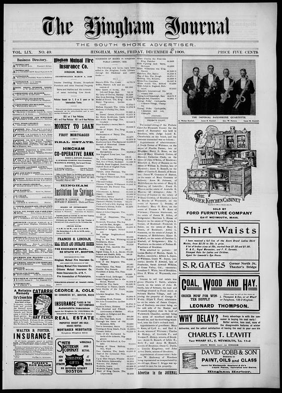 Hingham Journal. December 04, 1908 - Digital Commonwealth