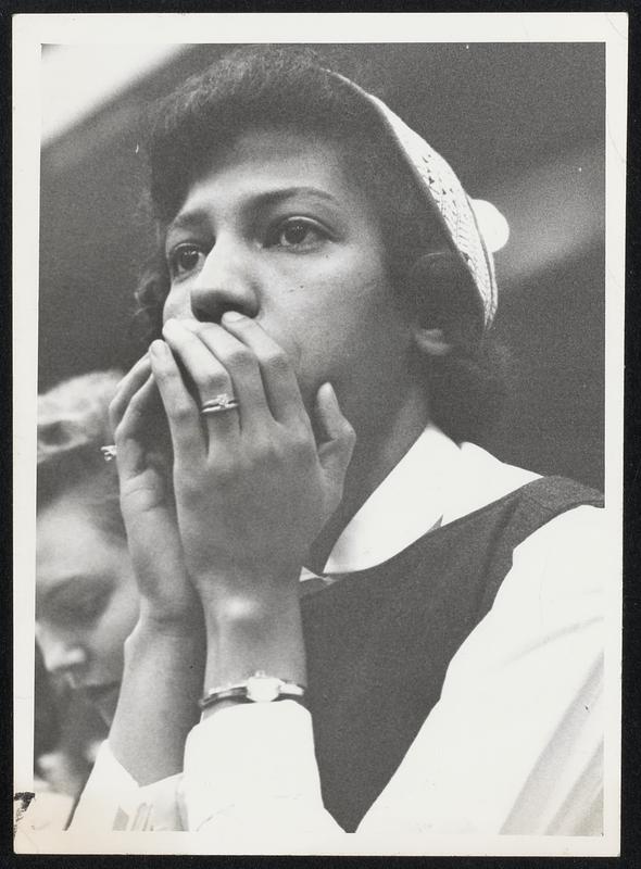 Anxious Moment for Mrs. Bill Russell, wife of Boston Celtics basketball ...