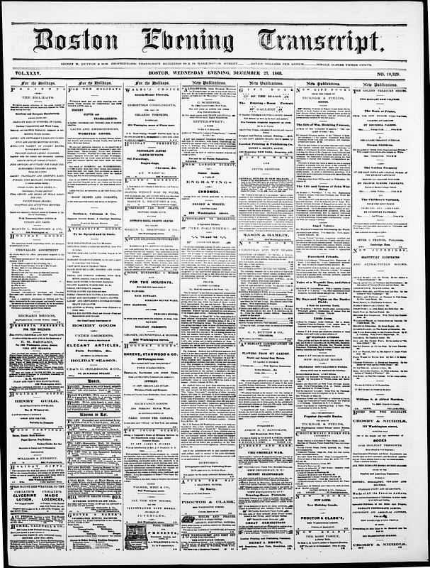 Boston Evening Transcript. December 23, 1863 - Digital Commonwealth