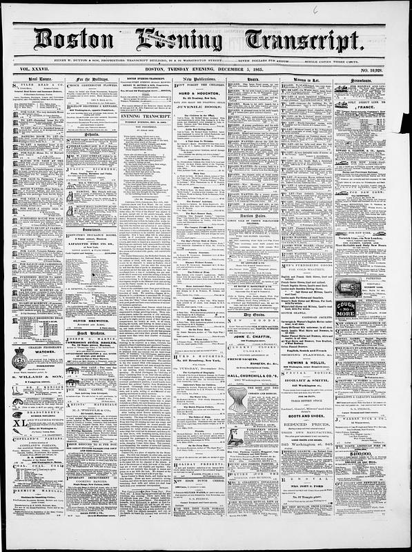Boston Evening Transcript. December 05, 1865 - Digital Commonwealth