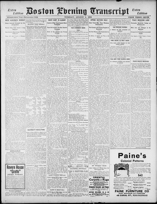 Boston Evening Transcript. August 08, 1905 - Digital Commonwealth