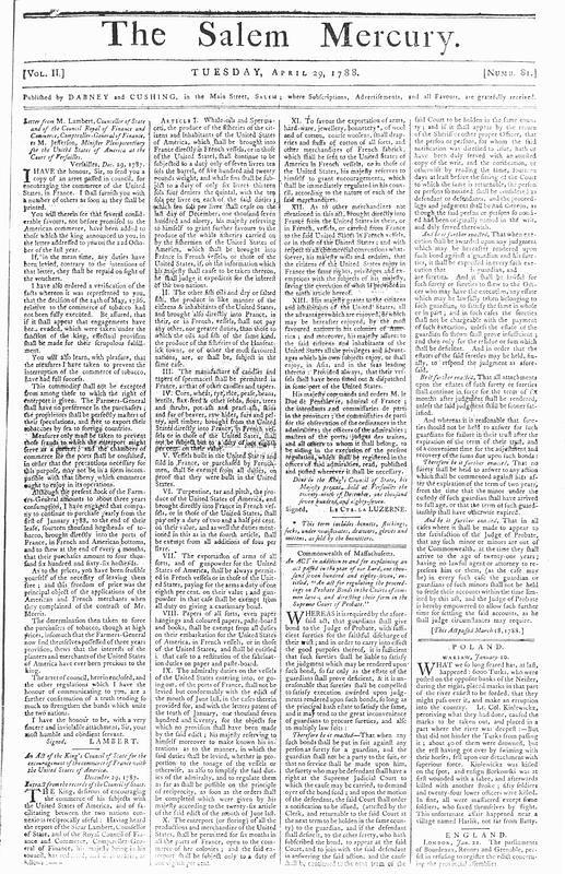 The Salem Mercury. April 29, 1788 - Digital Commonwealth