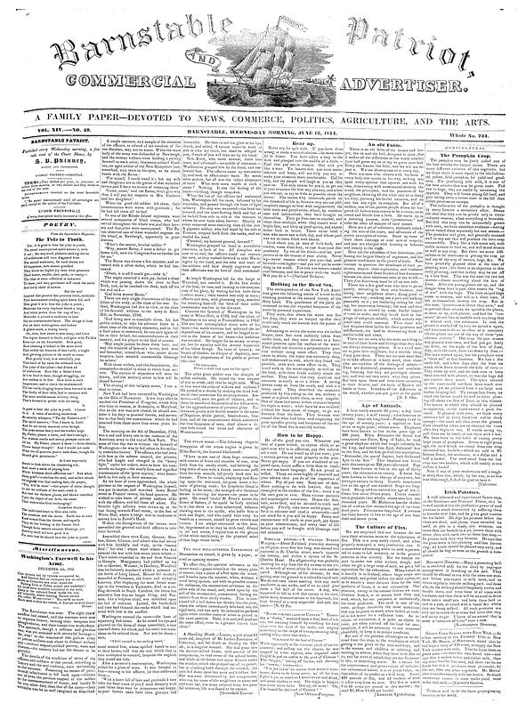 Barnstable Patriot, and Commercial Advertiser. June 12, 1844 - Digital ...