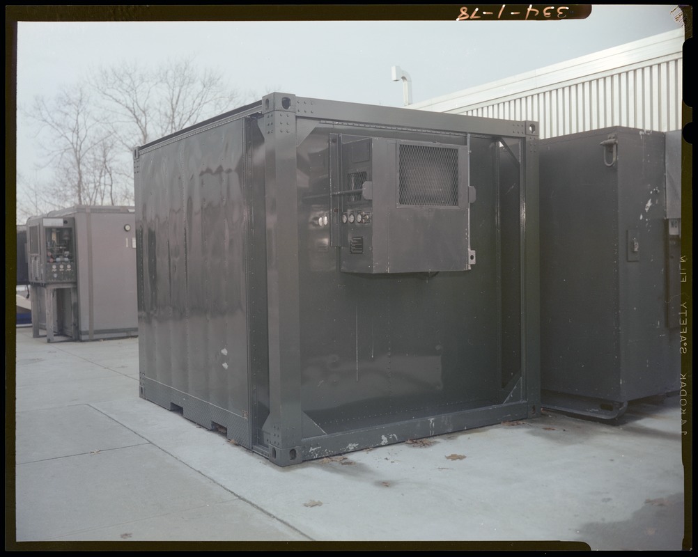 FEL 8' x 8' x 10' refrigerated container, back view - Digital Commonwealth