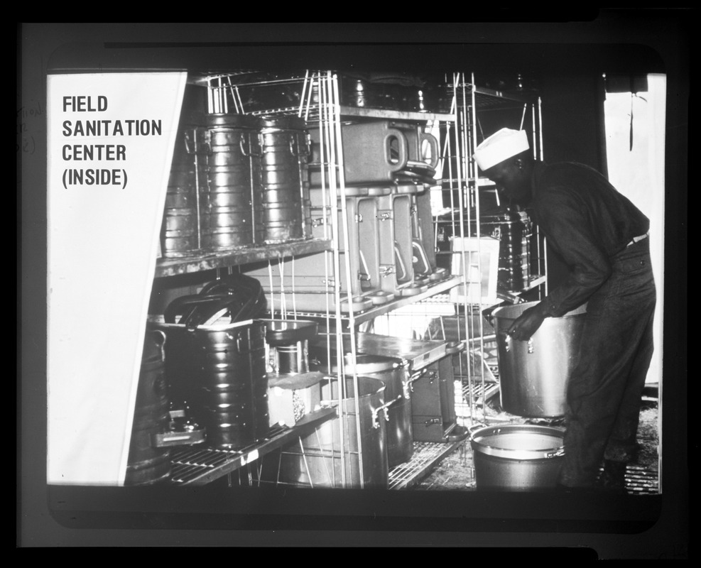 Field sanitation center, inside - Digital Commonwealth