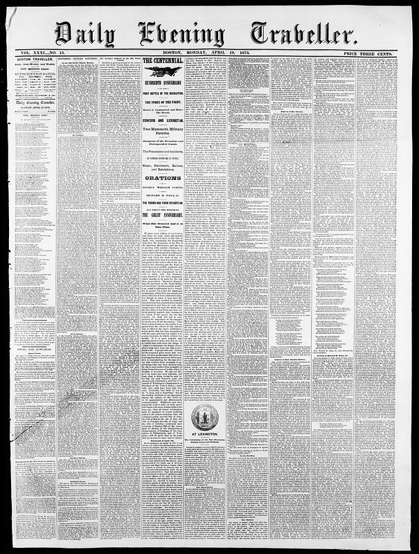 Daily Evening Traveller. April 19, 1875 - Digital Commonwealth
