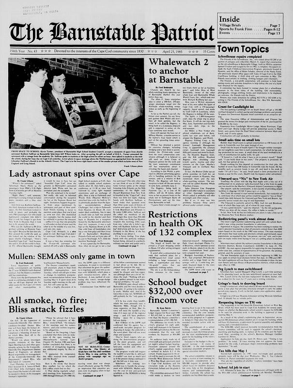 Barnstable Patriot. April 25, 1985 - Digital Commonwealth