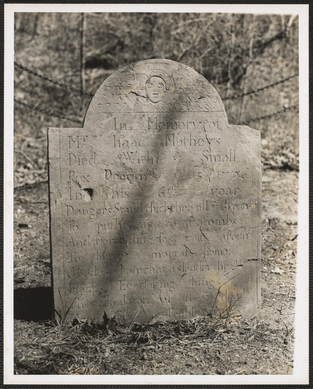 Smallpox Cemetery, Follins Pond, Mr. Isaac Matthews - Digital Commonwealth