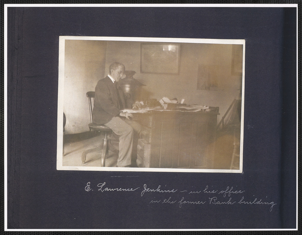 E. Lawrence Jenkins in his office at the former bank building, 1368 ...
