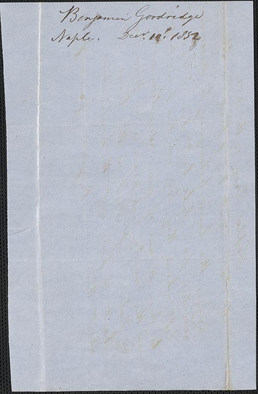 Benjamin Goodridge to Samuel Warner, 10 December 1852 - Digital ...