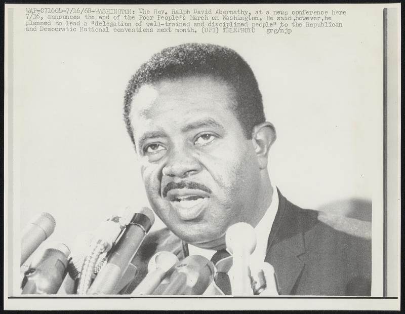 The Rev. Ralph David Abernathy, at a news conference here 7/16 ...