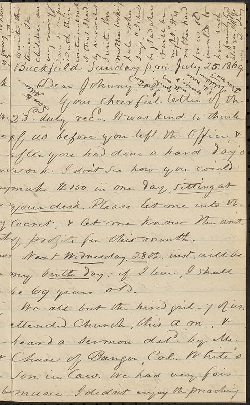 Letter from Zadoc Long to John D. Long, July 25, 1869 - Digital ...