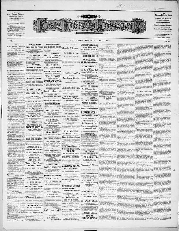 The East Boston Advocate. June 14, 1873 - Digital Commonwealth