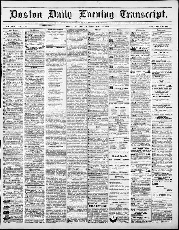 Boston Daily Evening Transcript. July 16, 1870 - Digital Commonwealth