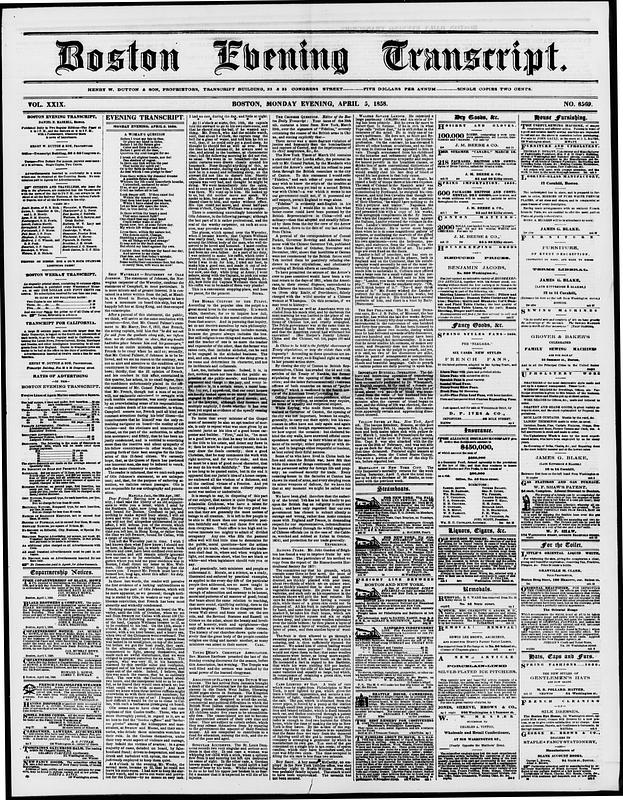 Boston Evening Transcript. April 05, 1858 - Digital Commonwealth