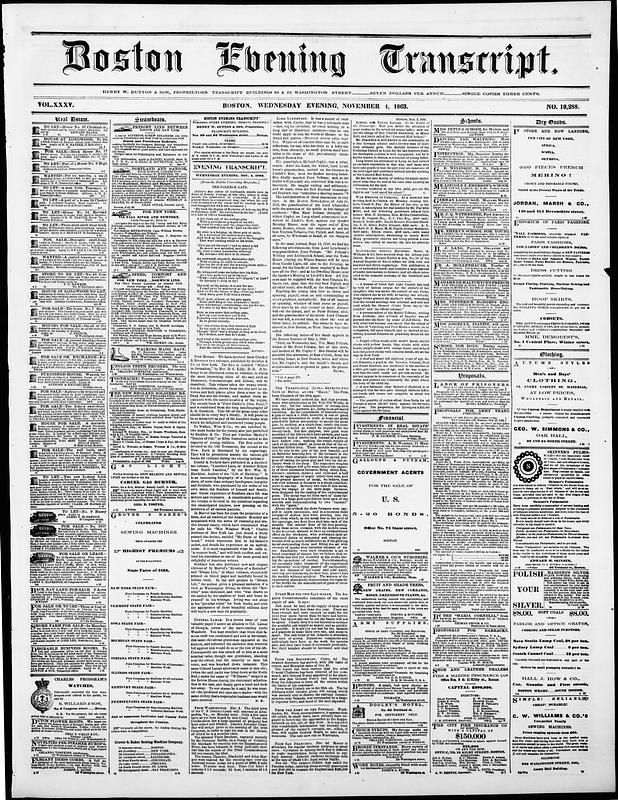 Boston Evening Transcript. November 04, 1863 - Digital Commonwealth