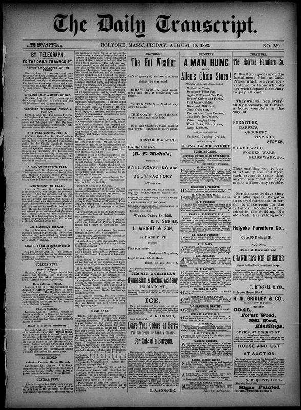 The Daily Transcript. August 10, 1883 - Digital Commonwealth