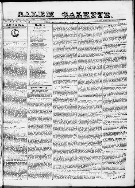The Salem Gazette. June 17, 1828 - Digital Commonwealth